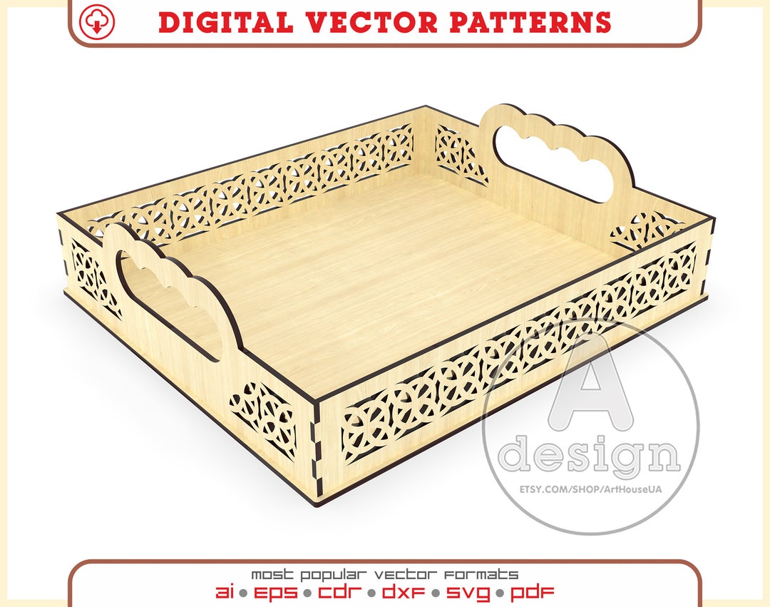 Vector File Tray for Laser Cut, DXF Files for Laser Tray, CNC Plan Tray ...