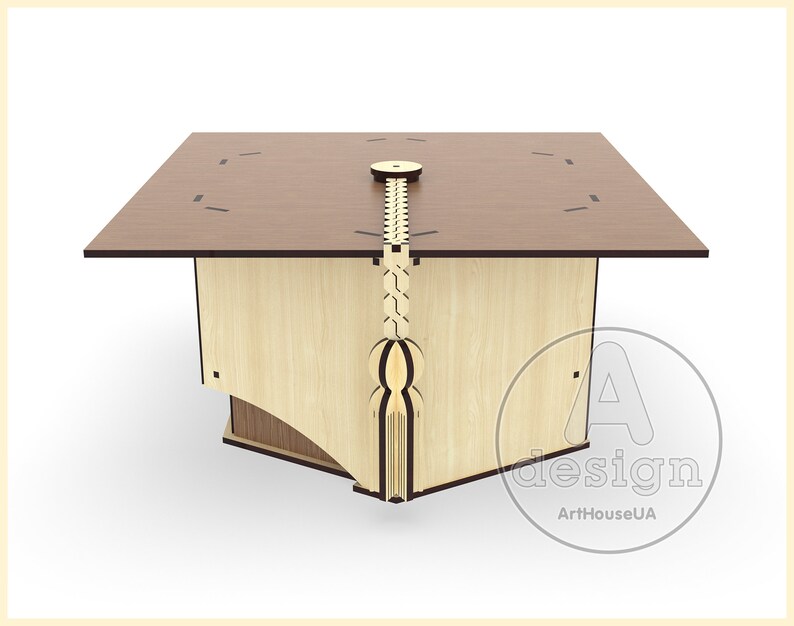 Graduation Cap Gift Box With Tassel Laser Cutting SVG Vector, Gift Box ...