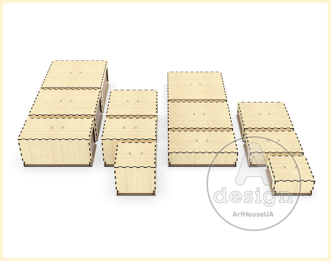 12 Different Sizes Boxes With Flip up Lid Vector File for - Etsy