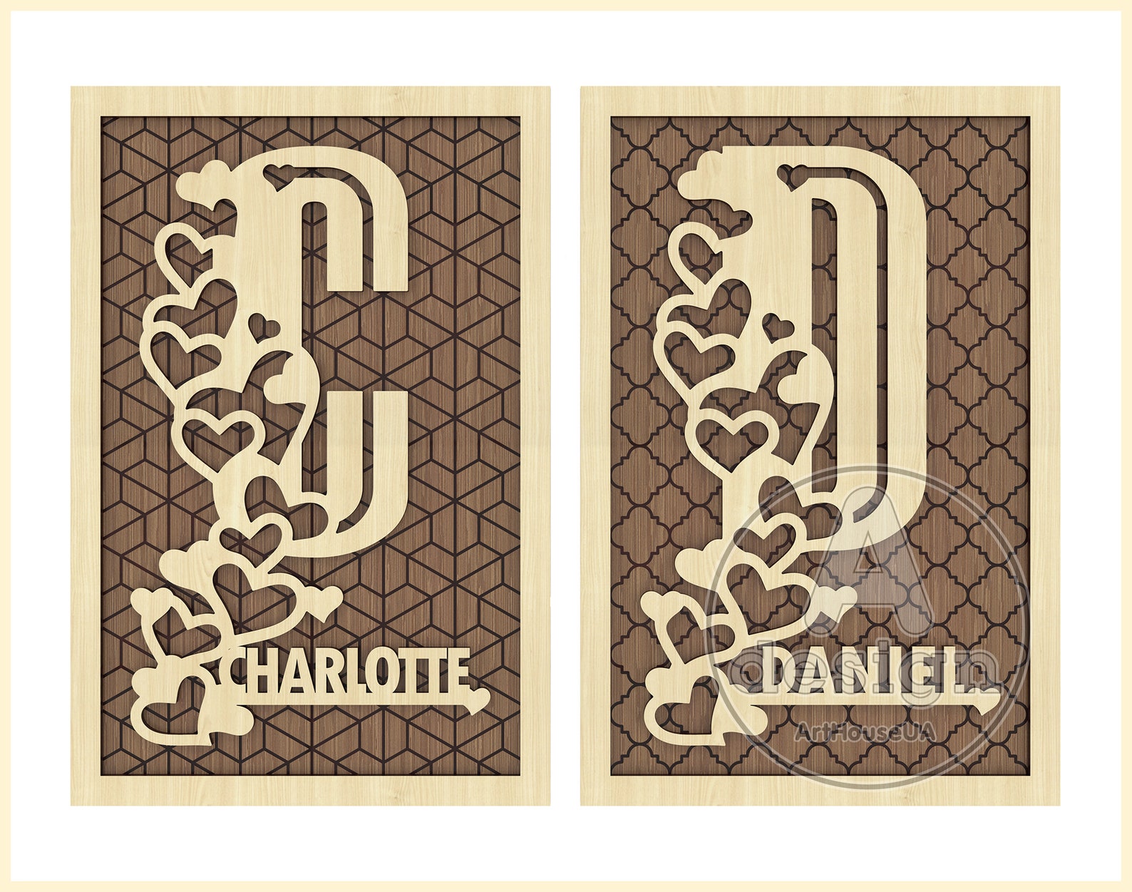 Letter Monograms Love Style Laser Cut Vector ALPHABET 26 | Etsy