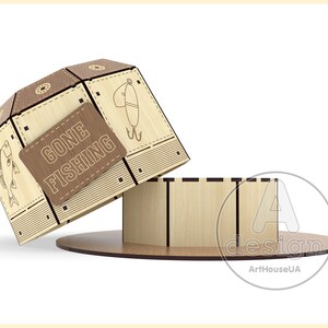 Gone Fishing Hat Box Vector File Laser Cut Machines and Glowforge User ...