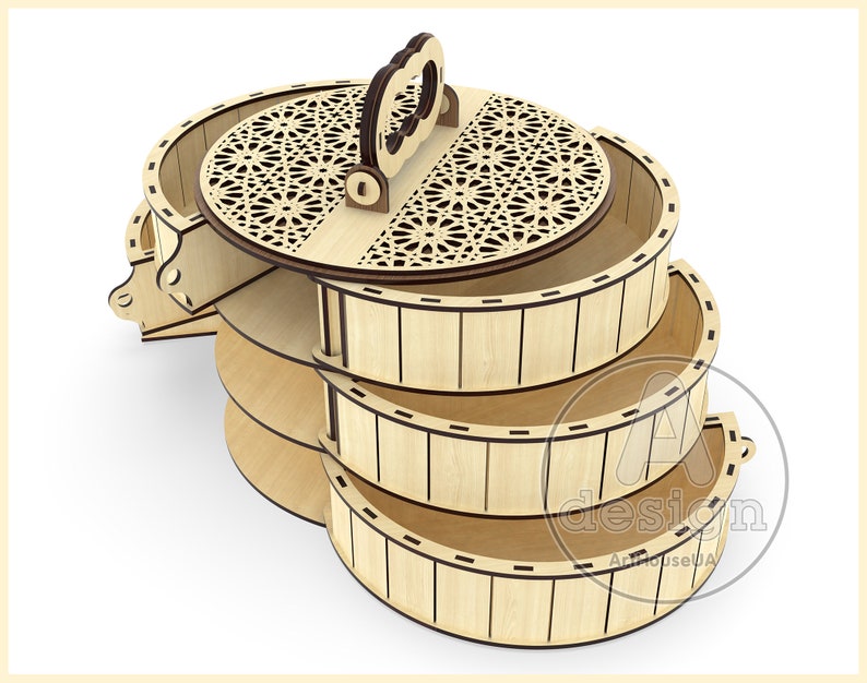 Wooden Circle Box Ready Vector for Glowforge SVG, Gift Box Laser File ...