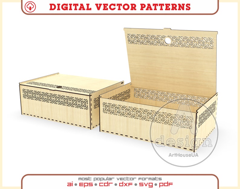 Jewelry box SVG vector for laser cut Unique box for threads | Etsy
