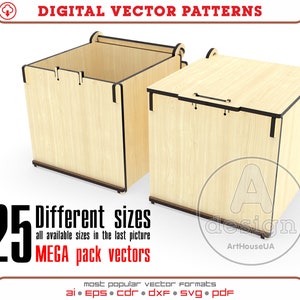 25 Different Sizes Boxes With Flip up Lid Vector File for - Etsy