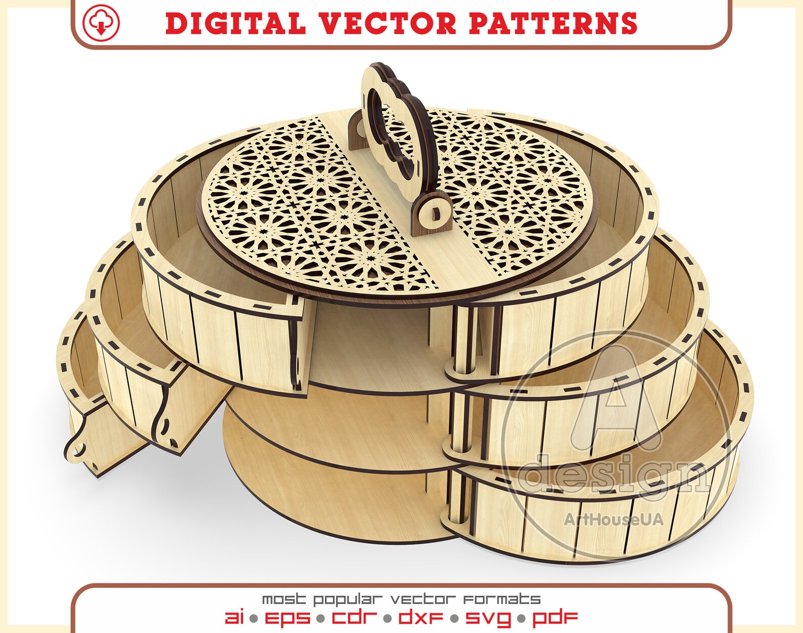 Wooden Circle Box Ready Vector for Glowforge SVG Gift Box - Etsy