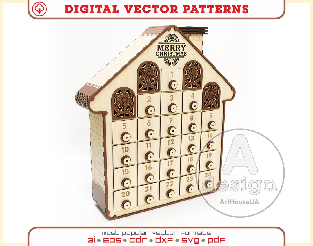 Advent Calendar Laser Cut Vector File Christmas Decorations - Etsy