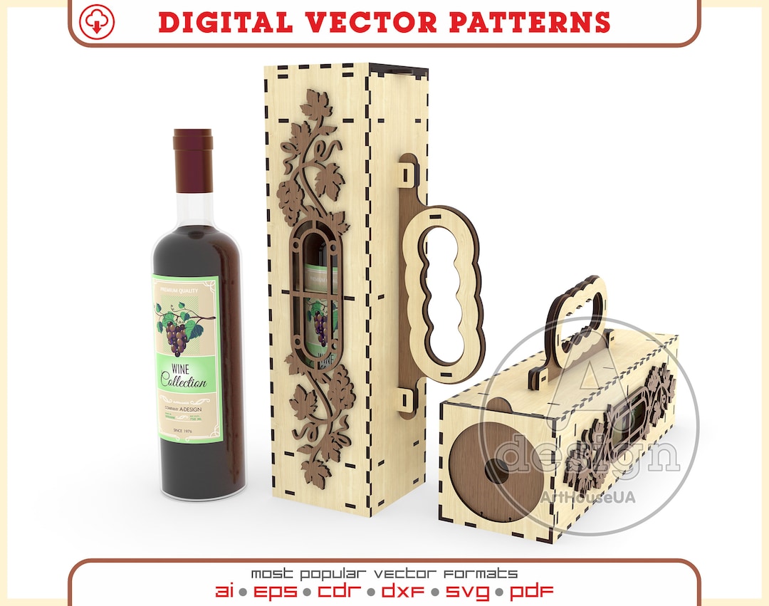 Wine Box Laser Cut Vector File, Wine Bottle Holder, Wine Box Laser ...