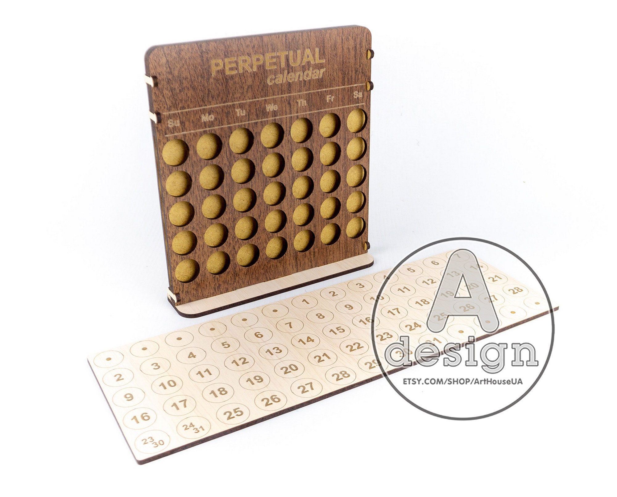 Calendario perpetuo digital vectorial cortado con láser, archivo SVG ...