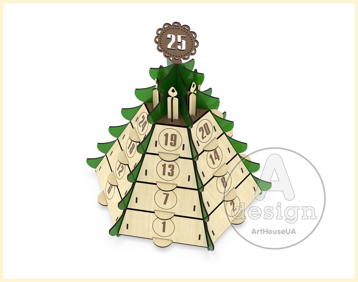 Advent Calendar Laser Cut Vector File, Christmas Advent Calendar ...