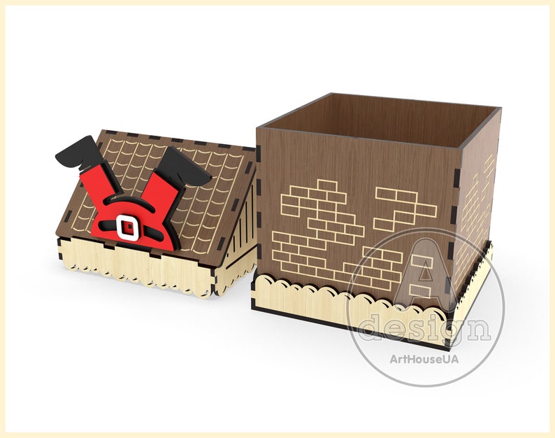 Christmas Santa Gift Box Vector File Laser Cutter and Ready SVG ...