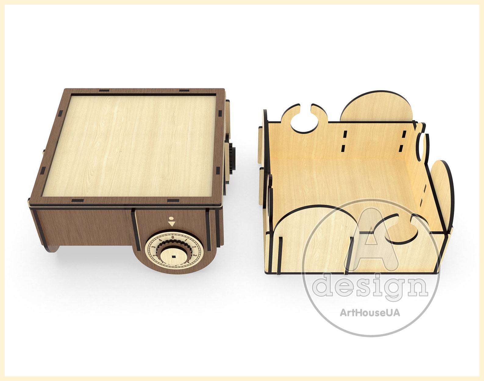 Wooden Safe Box Laser Cut Vector File, Gift Box Like Safe SVG File for ...