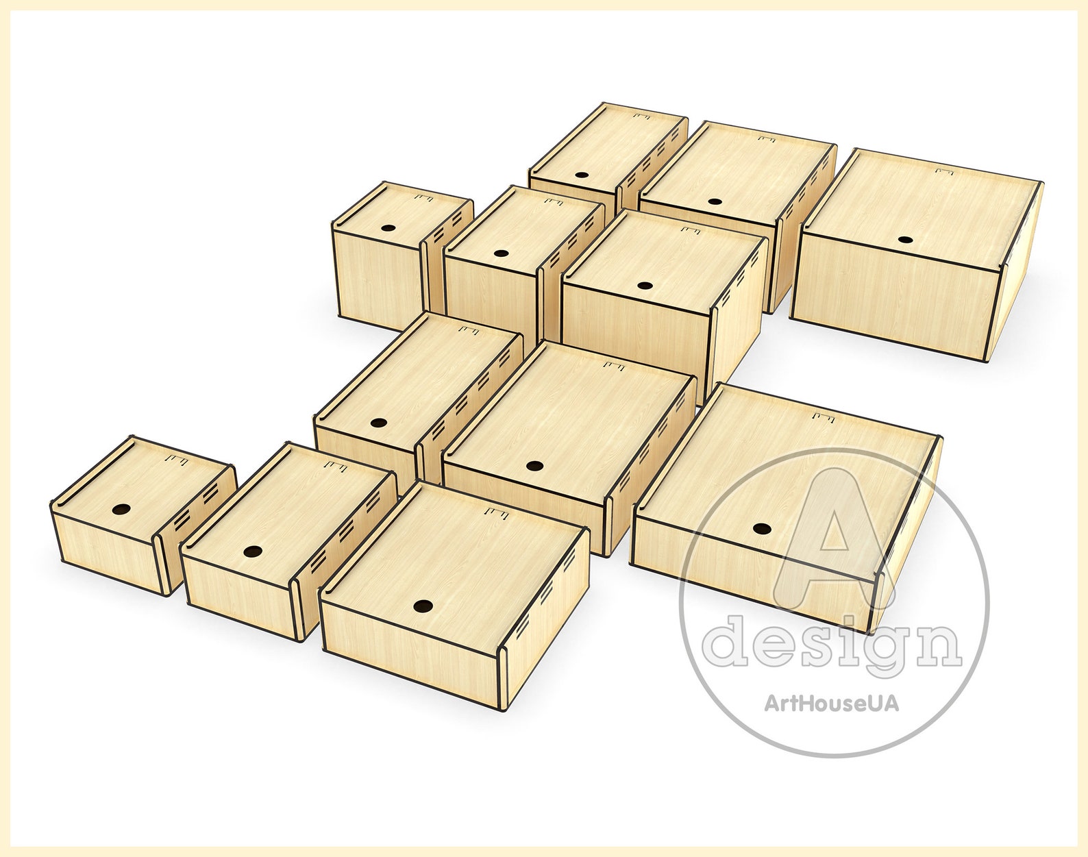 12 Different Sizes Boxes With Slide Lid Vector File for Laser - Etsy