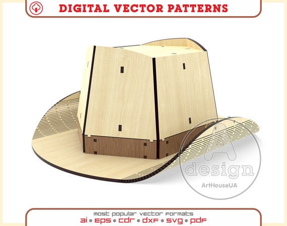 Cowboy Hat Like Box Vector File Laser Cut Machines and - Etsy