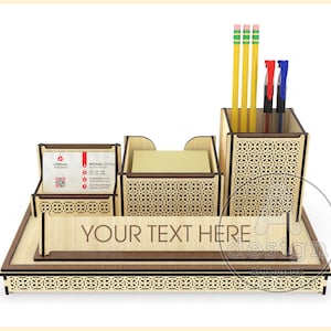 Wood Office Organizer Laser Cut Vector, Wood Desk Organizer, Pencil Cup ...