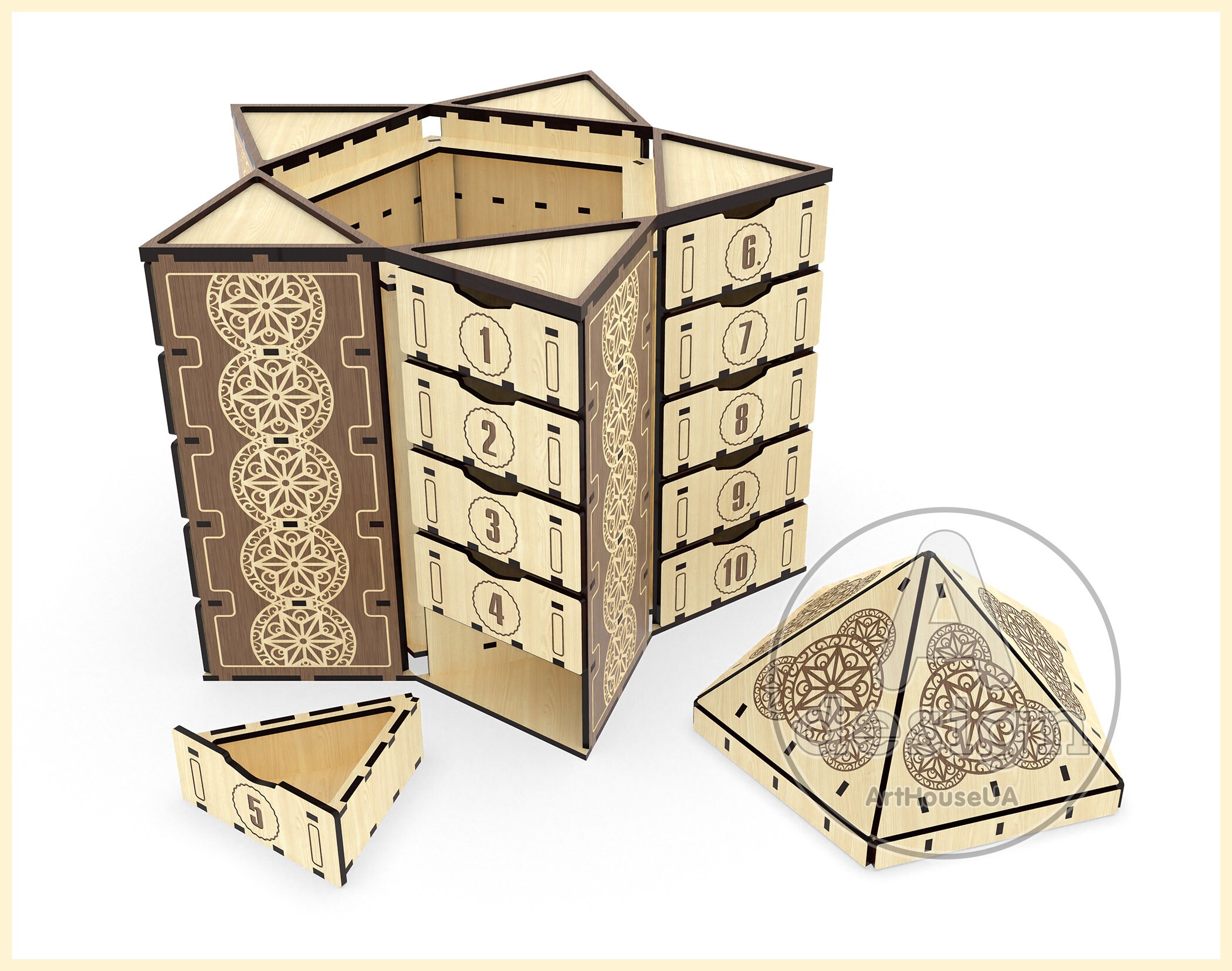 Advent Calendar Laser Cut Vector File, Christmas Advent Calendar ...