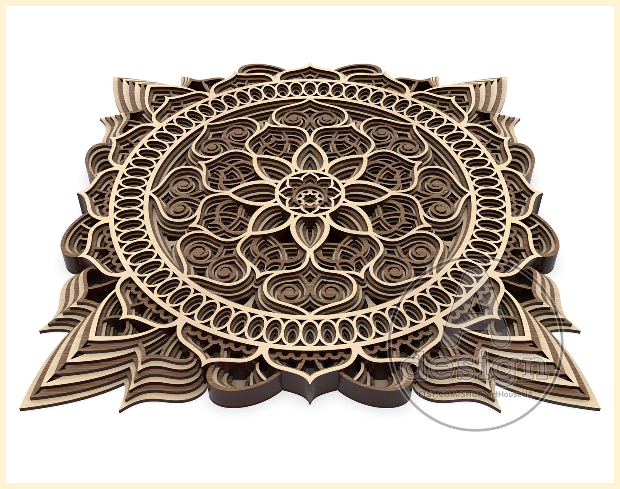 Mandala Laser Cut Vector File DXF, Mandala Scroll Saw File PDF ...