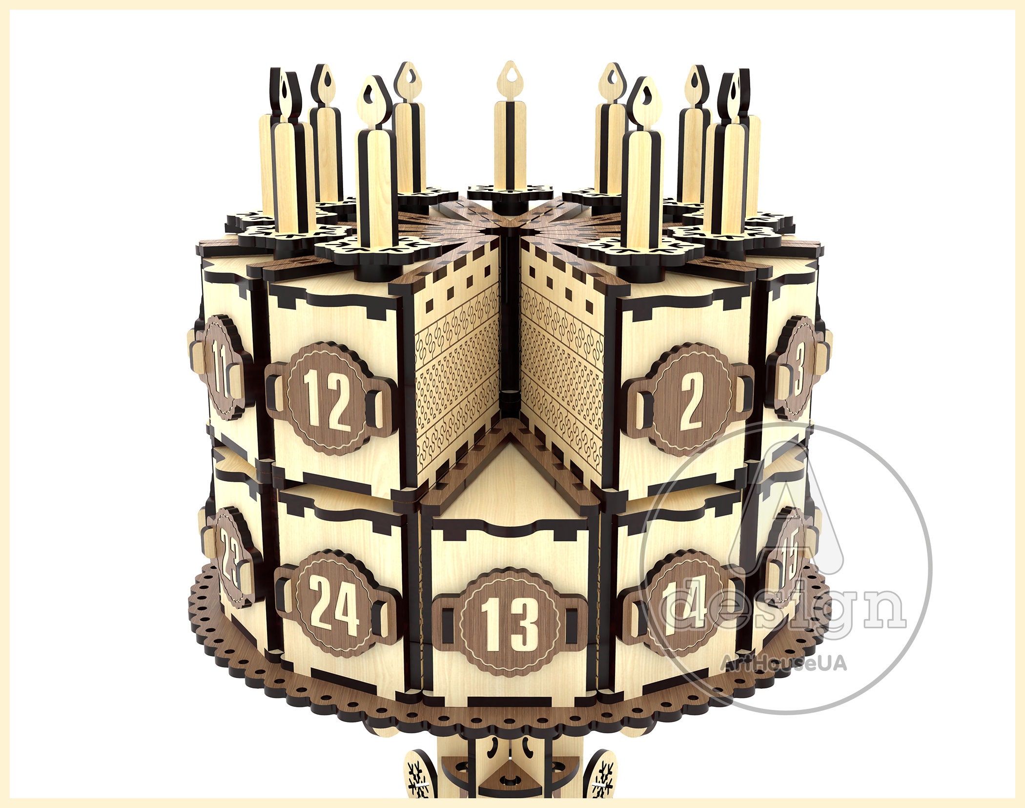 Advent Calendar Laser Cut Vector File, Christmas Advent Calendar ...