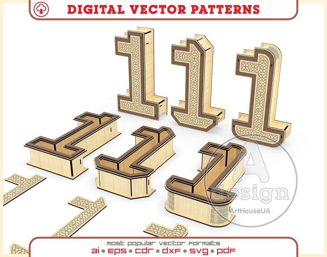 Gift Box Like Numbers, Vector SVG File Laser Cut Machines and Glowforge ...