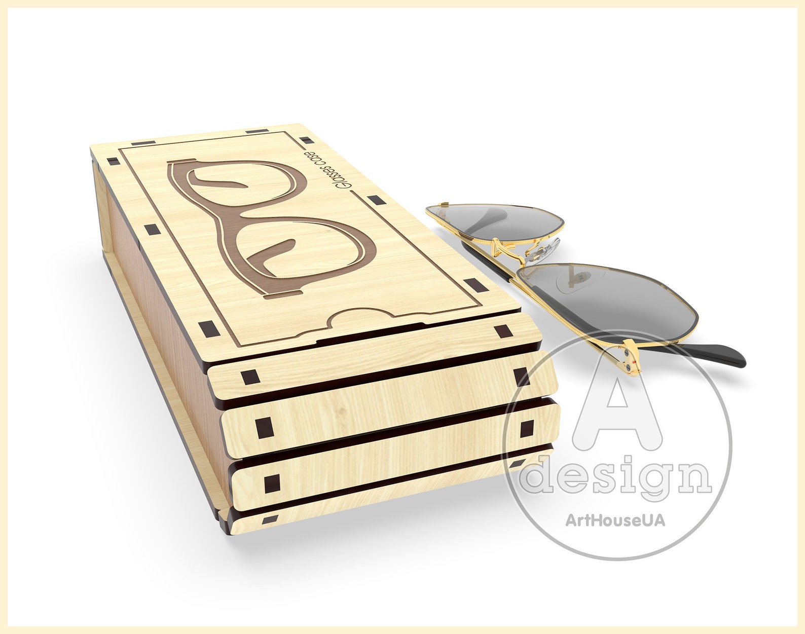 Wooden Glasses Case SVG Laser Cut File Eyeglass Holder Box Sunglasses ...