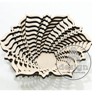 Bowl Laser Cut Vector File DXF, Basket Vector, Dish for Fruit Vector ...