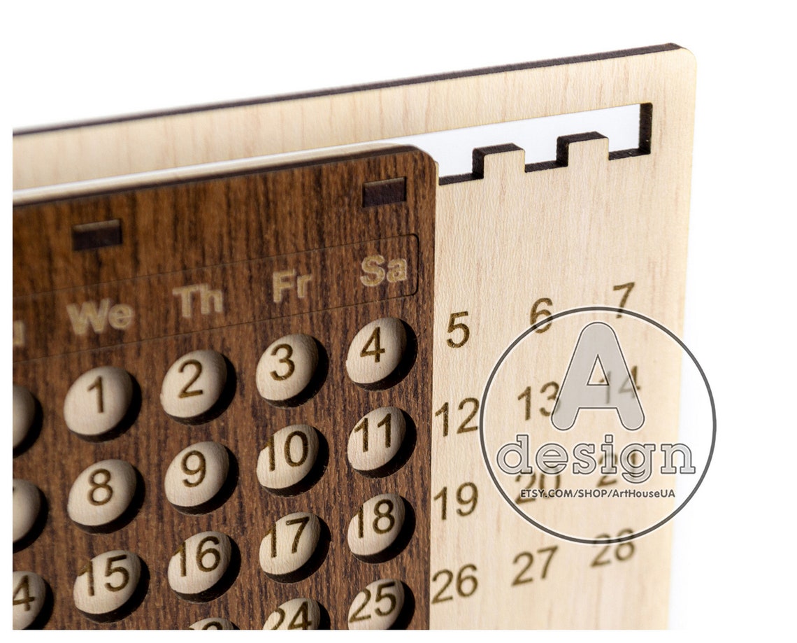 Perpetual calendar Calendar laser cut vector model Perpetual | Etsy