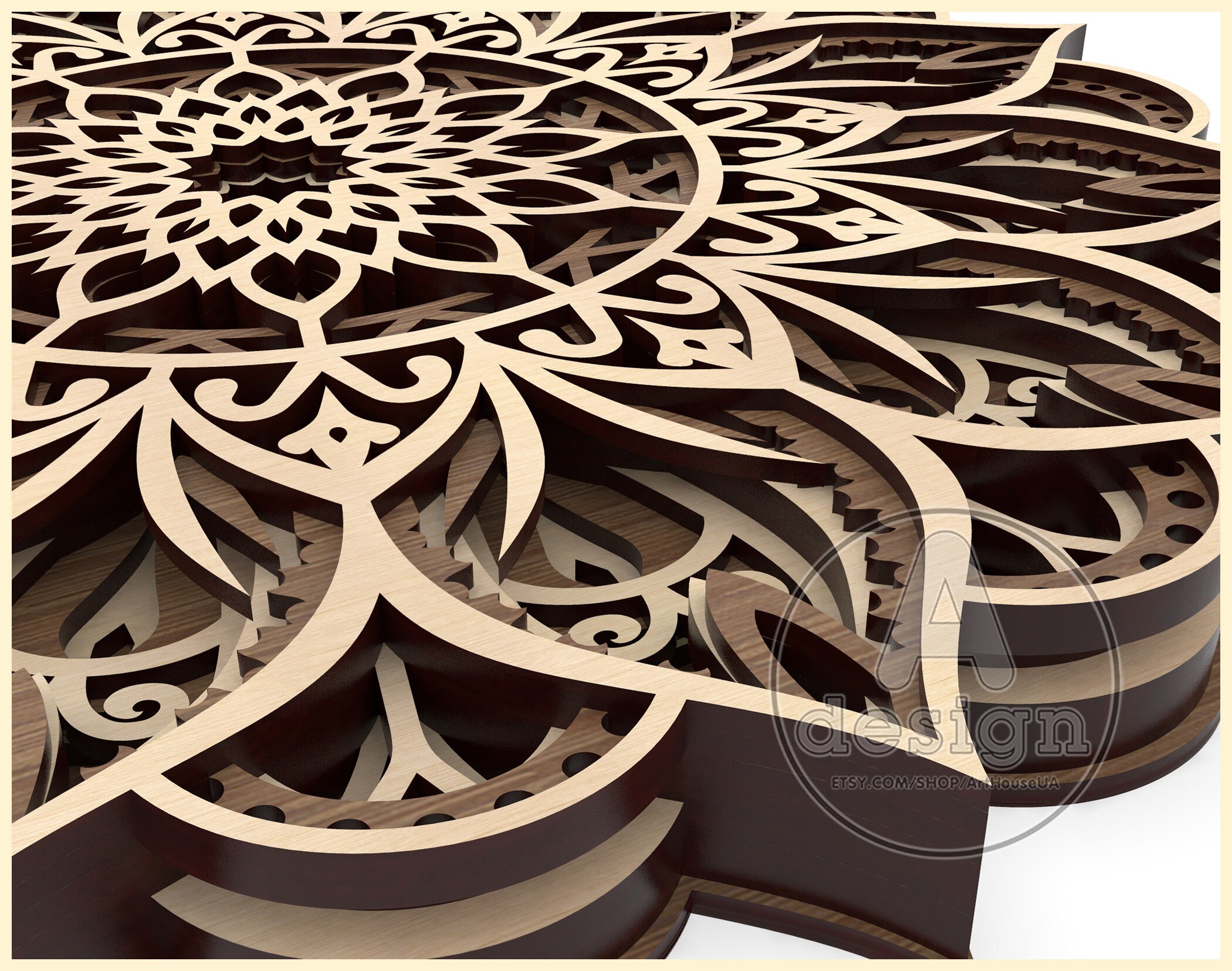 Mandala laser cut vector file DXF Mandala Scroll Saw file | Etsy