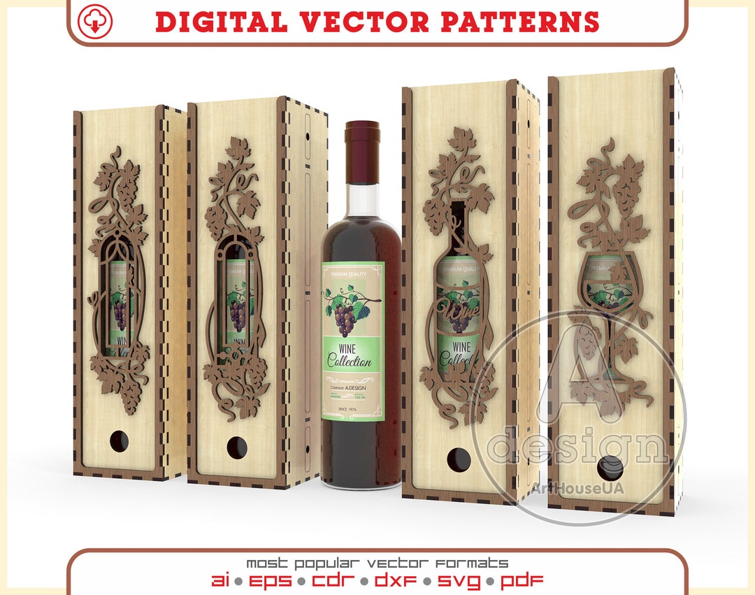 Wine Box Laser Cut Vector File, Wine Bottle Holder, Wine Box Laser ...
