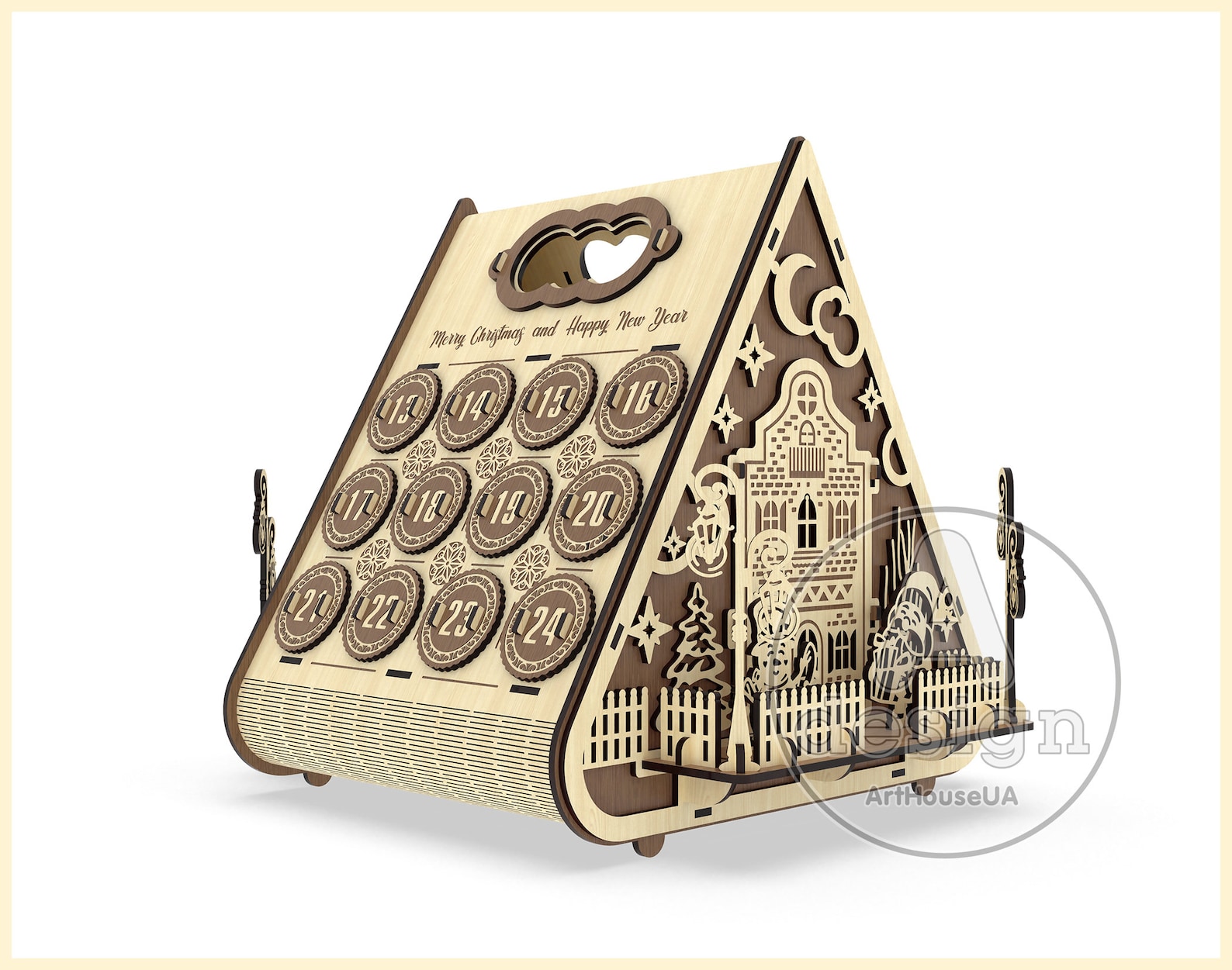 Advent Calendar Laser Cut Vector File, Christmas Decoration, Christmas ...