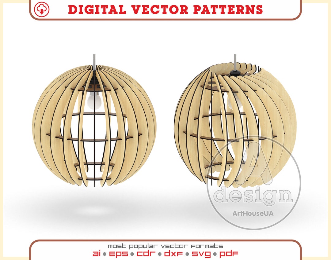 Spherical Pendant Light Lamp Lampshade Laser Cut Vector File and SVG ...