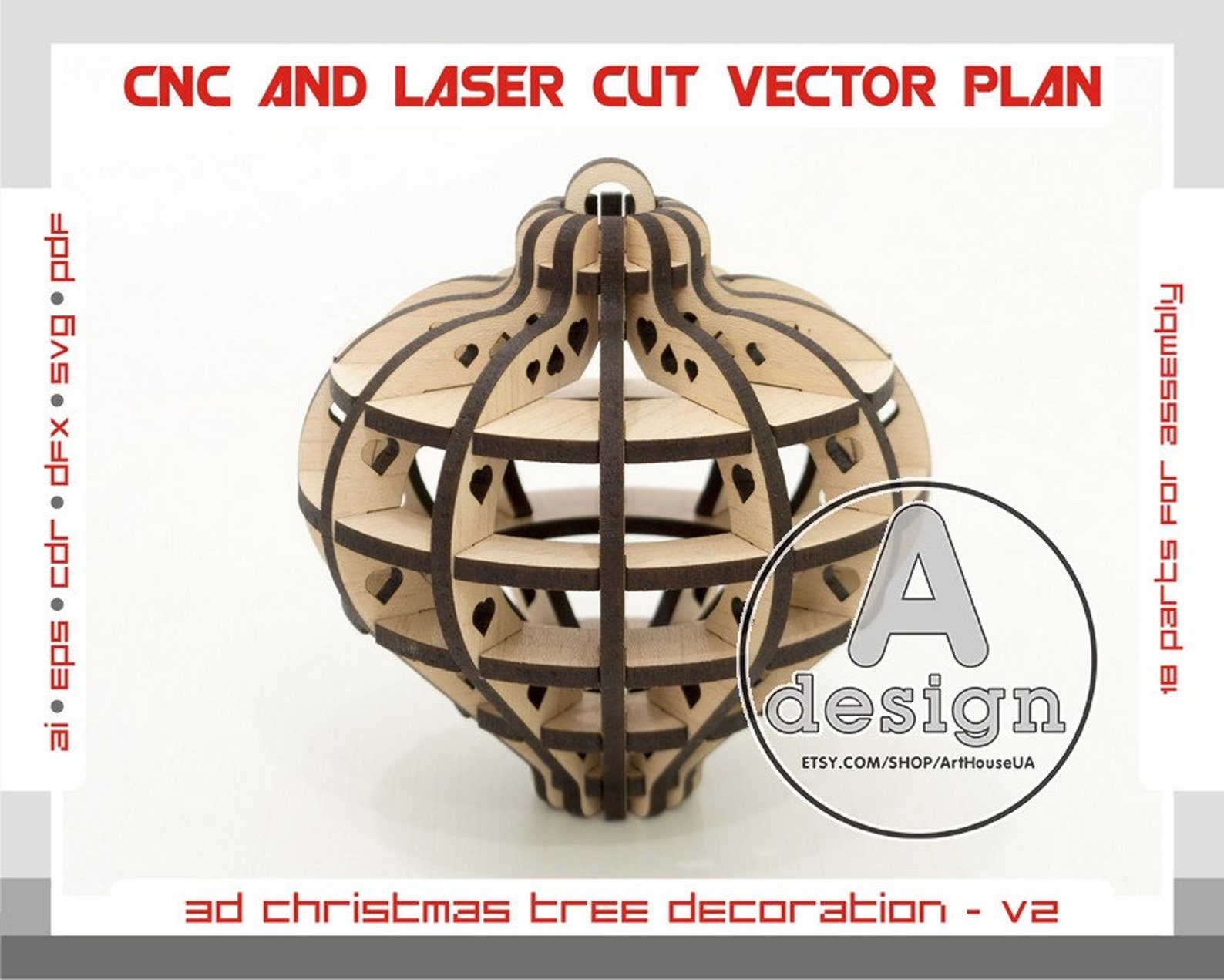 Christmas 3D Ornament, Christmas Tree Decoration, Christmas Decoration ...