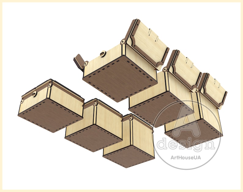 48 Different Sizes Boxes With Flip up Lid Vector Files for Laser Cut ...