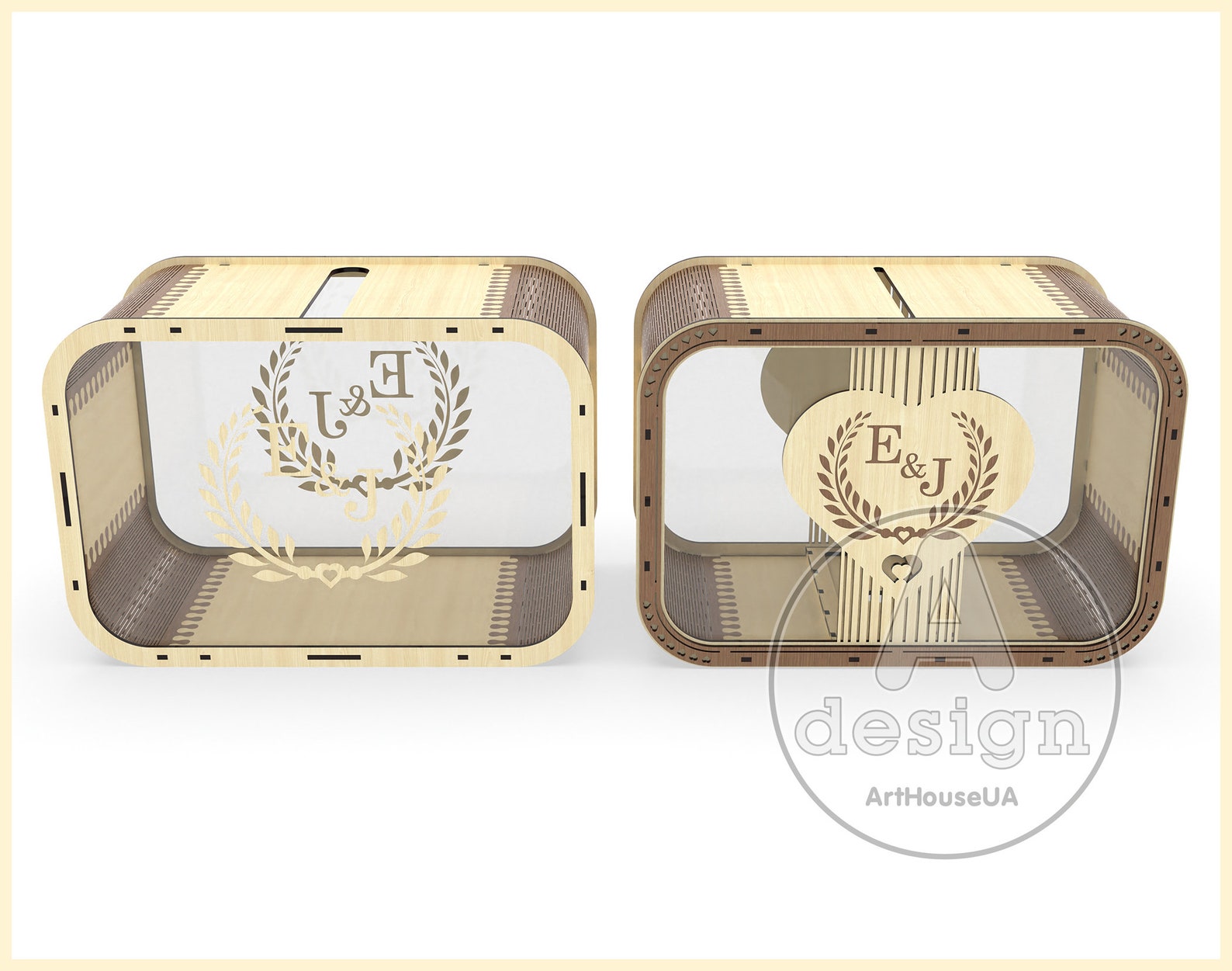 Two Versions Wedding Card Box Vector SVG File for Laser Cut - Etsy