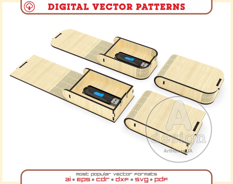 Box for USB Flash Drive Laser Cut Vector File and Glowforge - Etsy