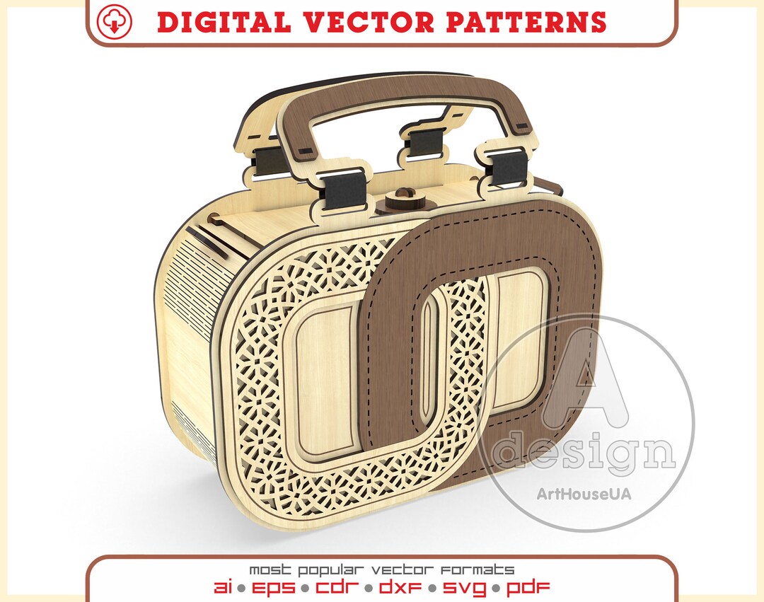 Wood Purse Vector File for Laser Cut Ready SVG, Handbag Vector File ...