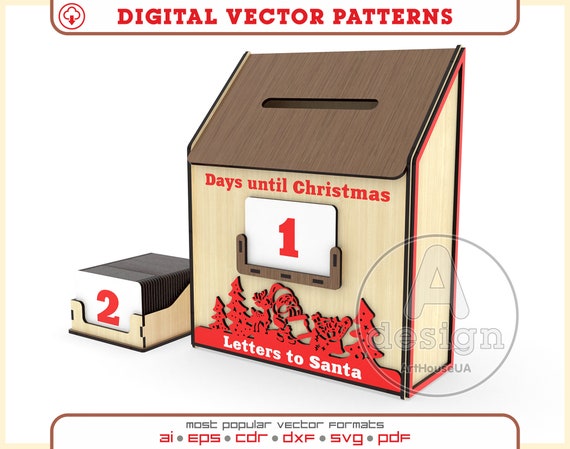Letters to Santa Mailbox SVG File Laser Cutter Machines and - Etsy