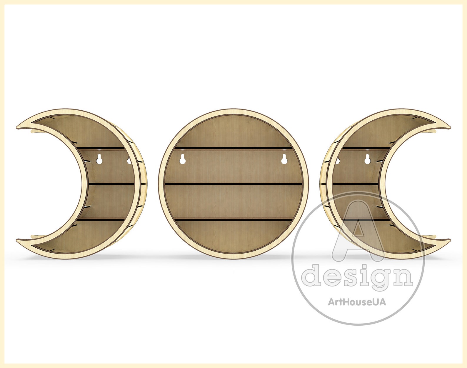 Triple Moon Phase Shelf Vector Moon Stand Phone Stand Book - Etsy