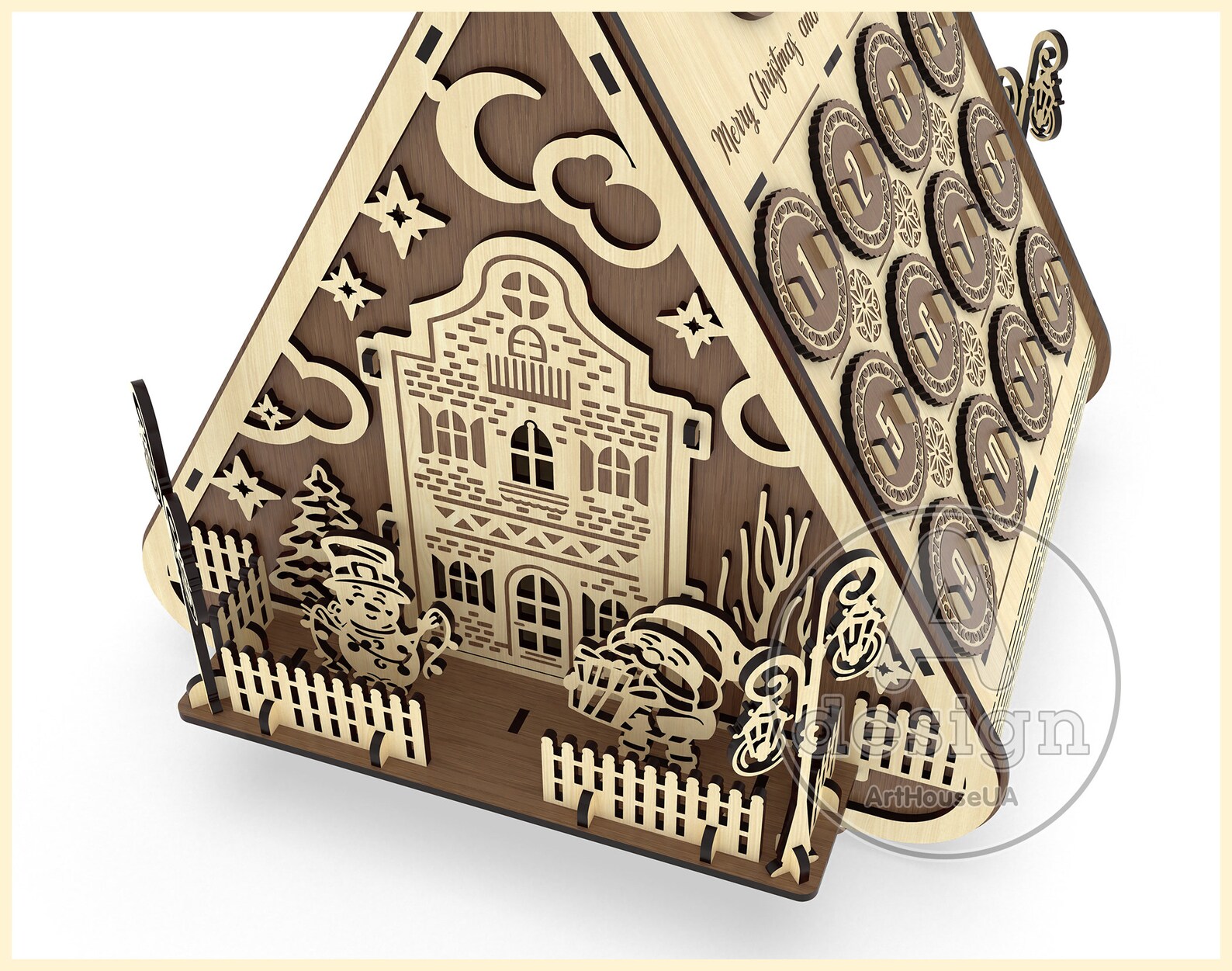Advent Calendar Laser Cut Vector File, Christmas Decoration, Christmas ...