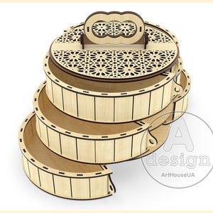 Wooden Circle Box Ready Vector for Glowforge SVG, Gift Box Laser File ...