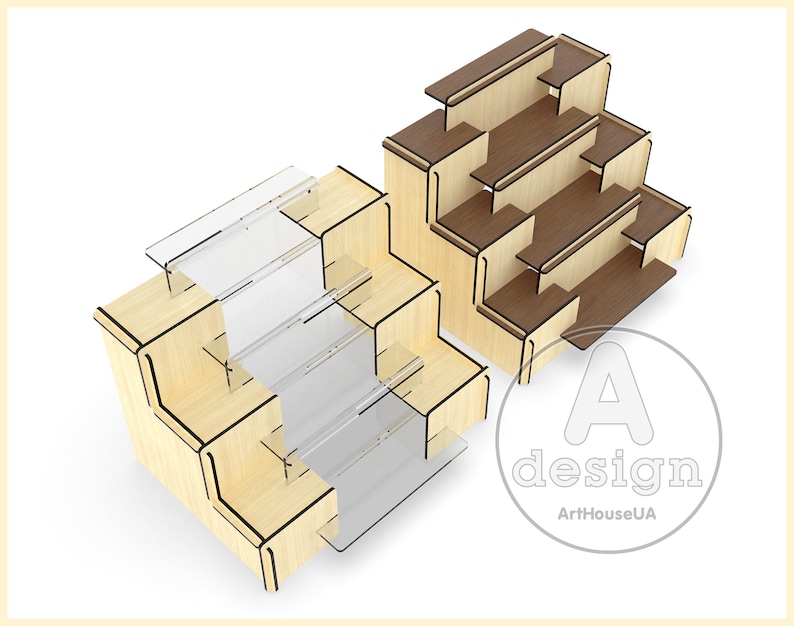 3 Different Sizes Merchandise Tiered Shelving Laser Cut SVG Vector File ...