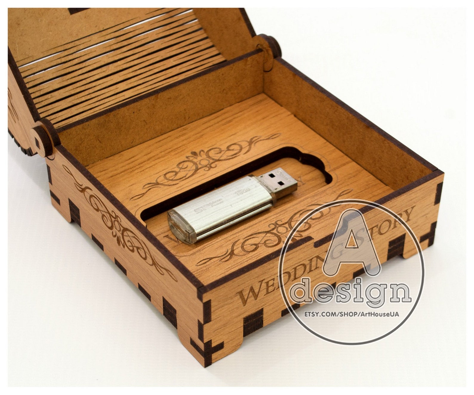 Box for USB Vector Wedding Story Usb Case Box Laser Cut | Etsy