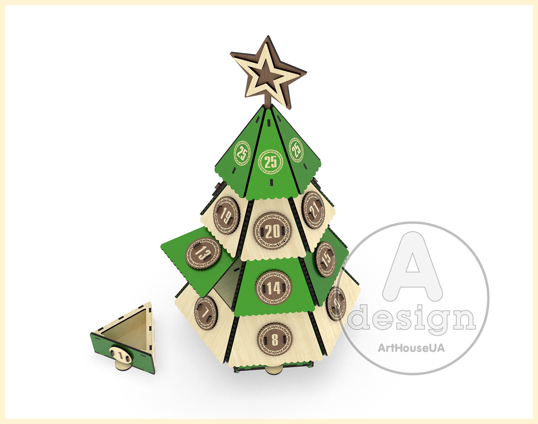 Advent Calendar Laser Cut Vector File, Christmas Advent Calendar ...