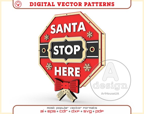 Santa Please Stop Here Christmas Sign SVG Vector File Laser - Etsy