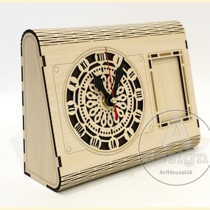 Table Clock, Desk Clock, Table Clock With Photo Frame, Wooden Table ...