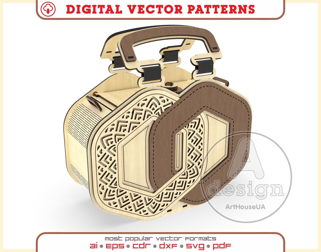Wood Purse Vector SVG File for Laser Cut, Handbag Vector File, Evening ...