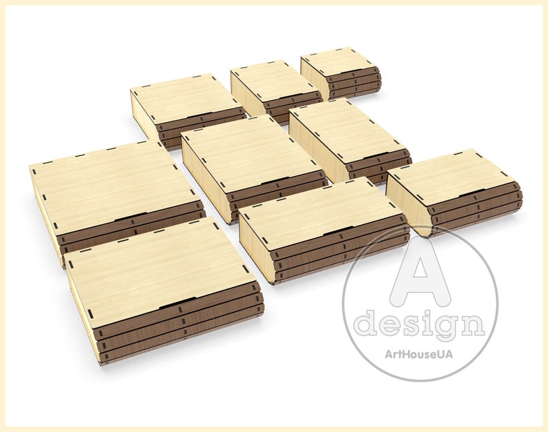 9 Different Sizes Boxes Look Like Book Vector File for Laser - Etsy