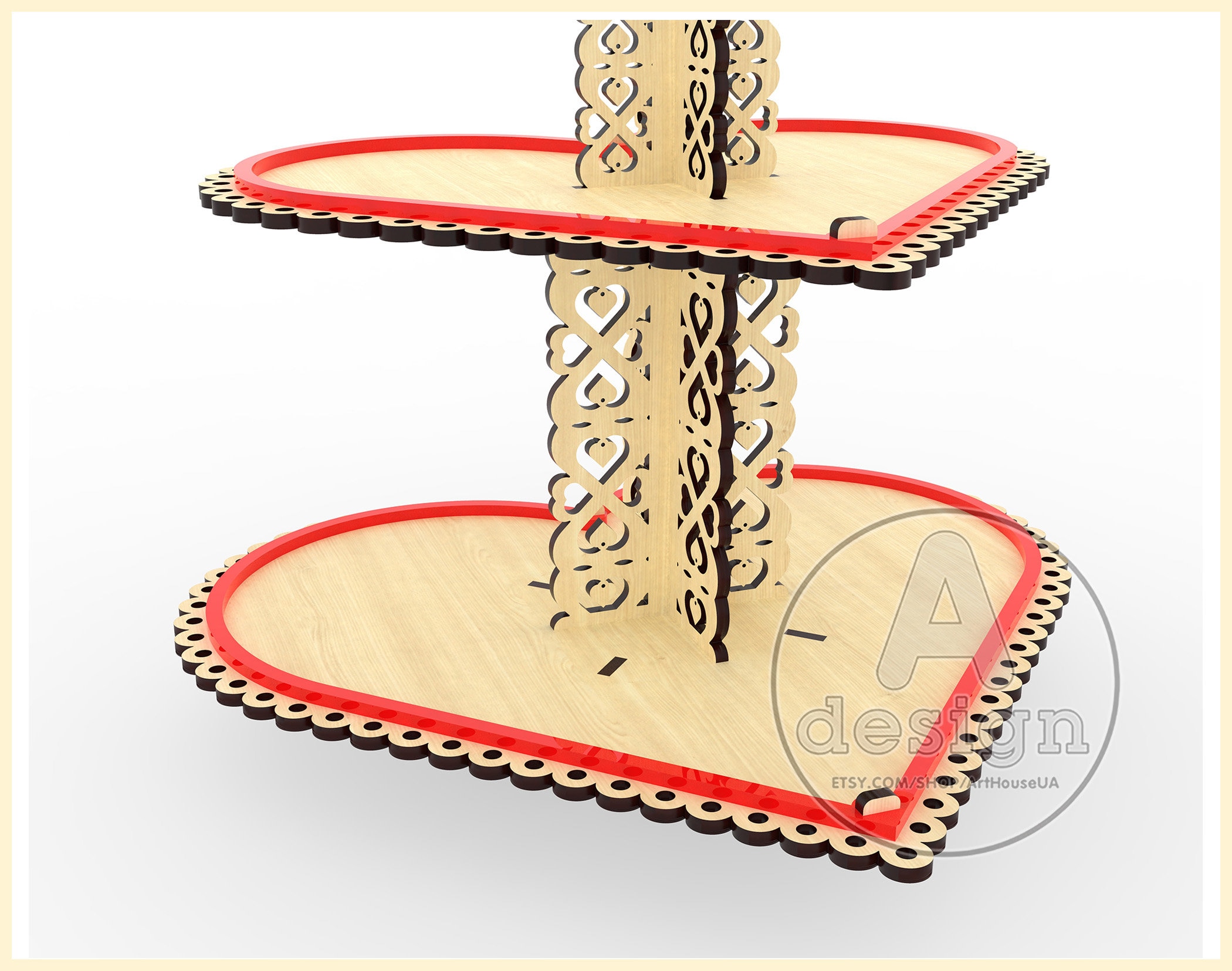 Tiered Tray with three plates laser cut vector file DXF Tray | Etsy