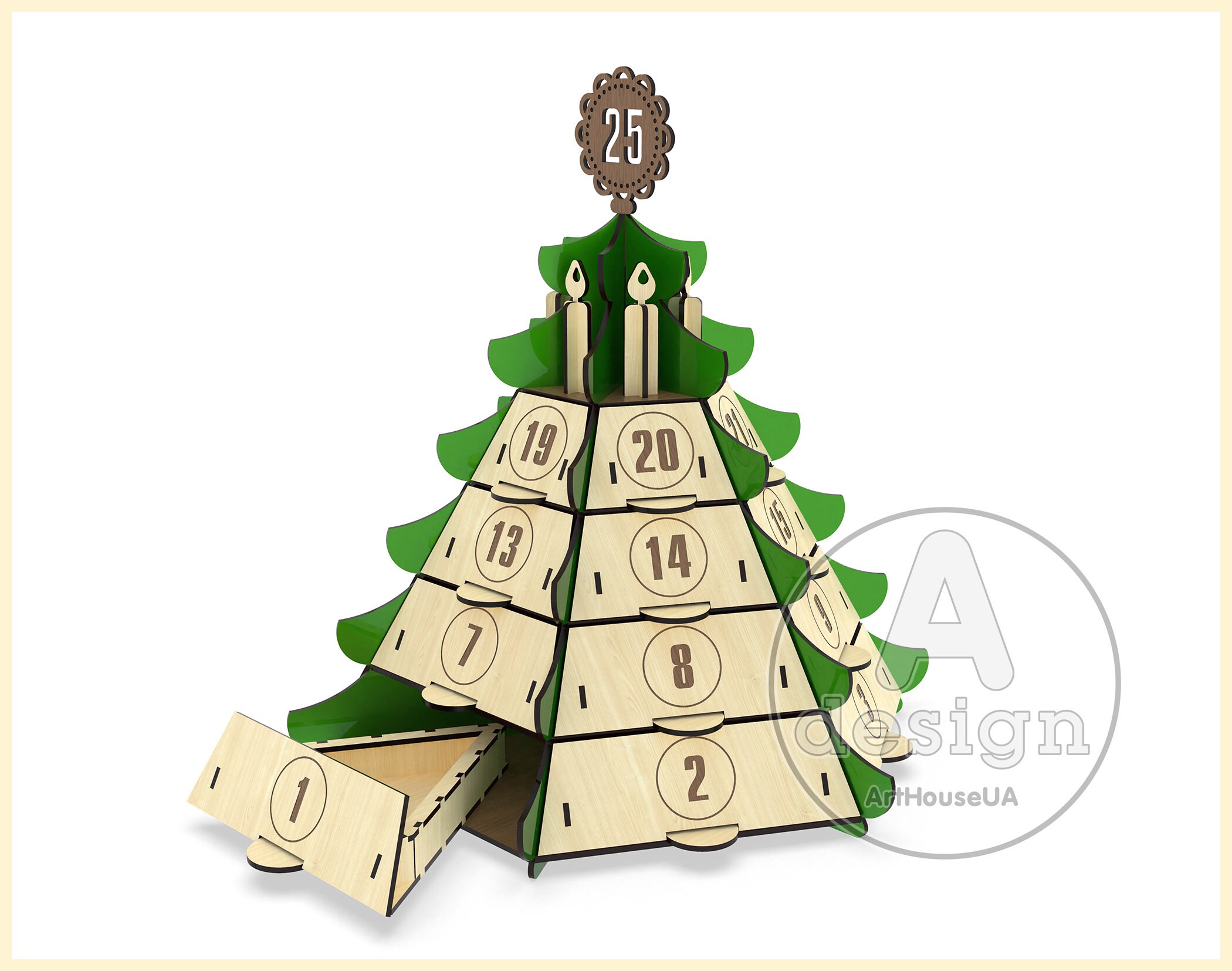 Advent Calendar Laser Cut Vector File, Christmas Advent Calendar ...