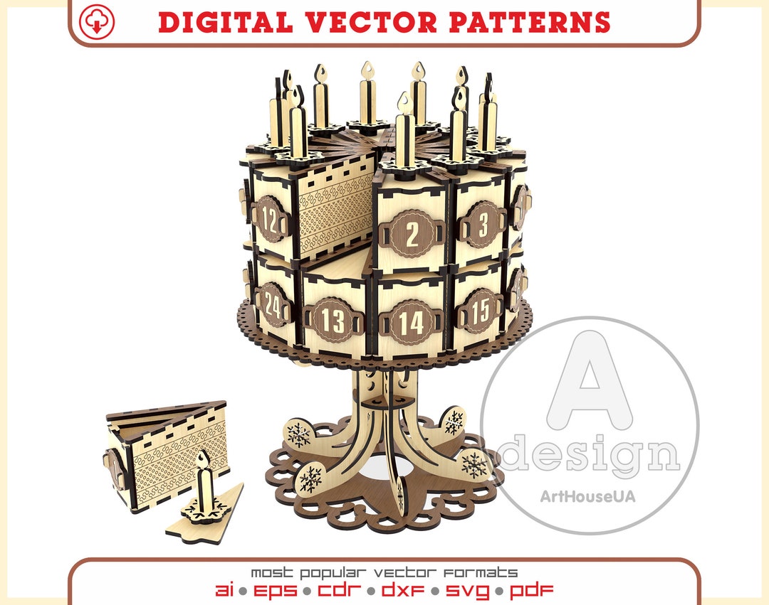 Advent Calendar Laser Cut Vector File, Christmas Advent Calendar ...
