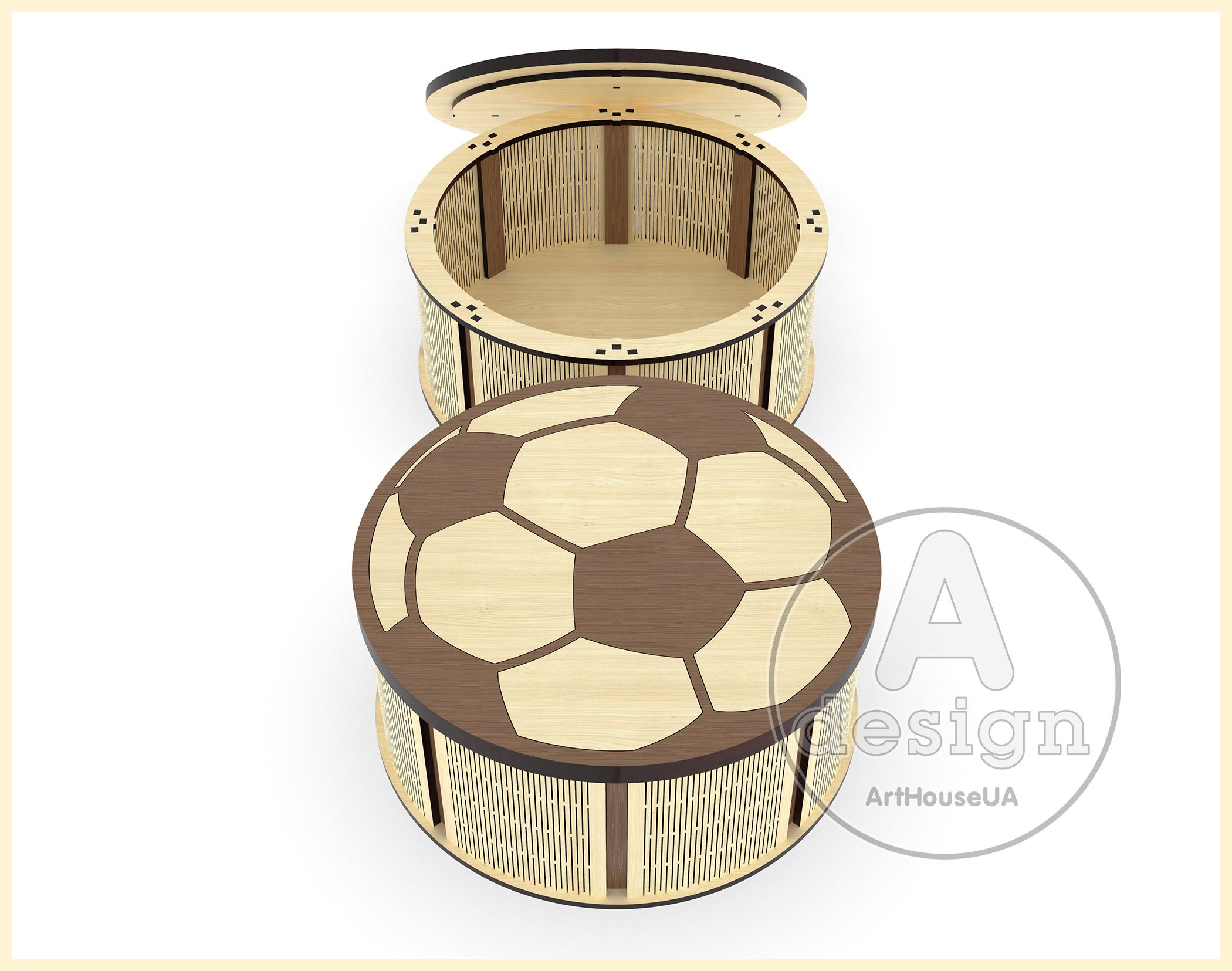 Soccer Ball Gift Box Laser Cut Vector File, Football Glowforge SVG ...