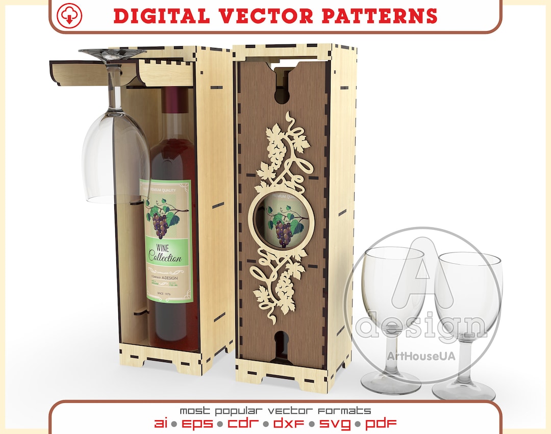 Wine Box Laser Cut Vector File, Wine Bottle Holder, Wine Box Laser ...